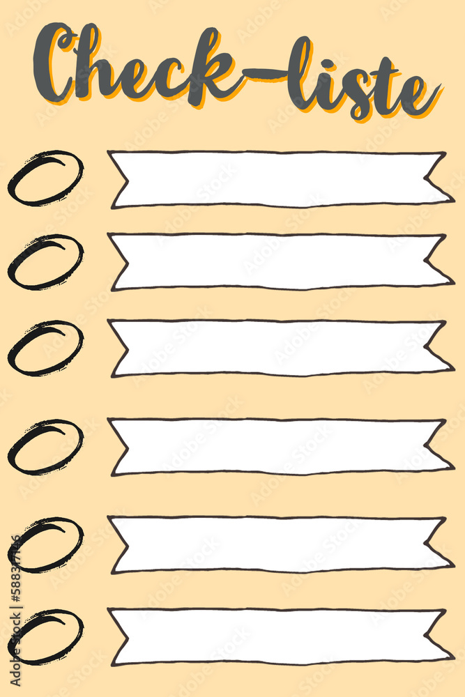 Checkliste / Check-liste / Check liste / To-do / Liste / Brainstorming ...
