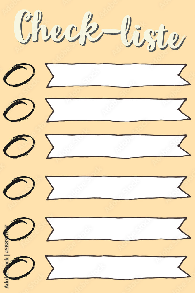Checkliste / Check-liste / Check liste / To-do / Liste / Brainstorming ...