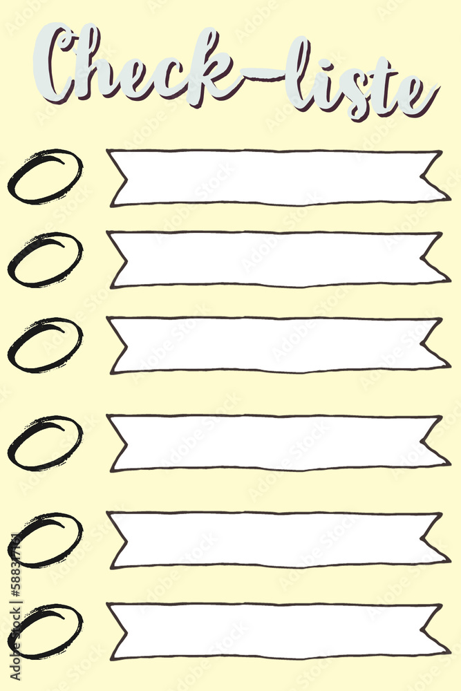 Checkliste / Check-liste / Check liste / To-do / Liste / Brainstorming ...