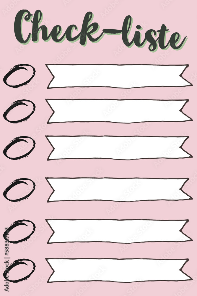 Checkliste / Check-liste / Check liste / To-do / Liste / Brainstorming ...