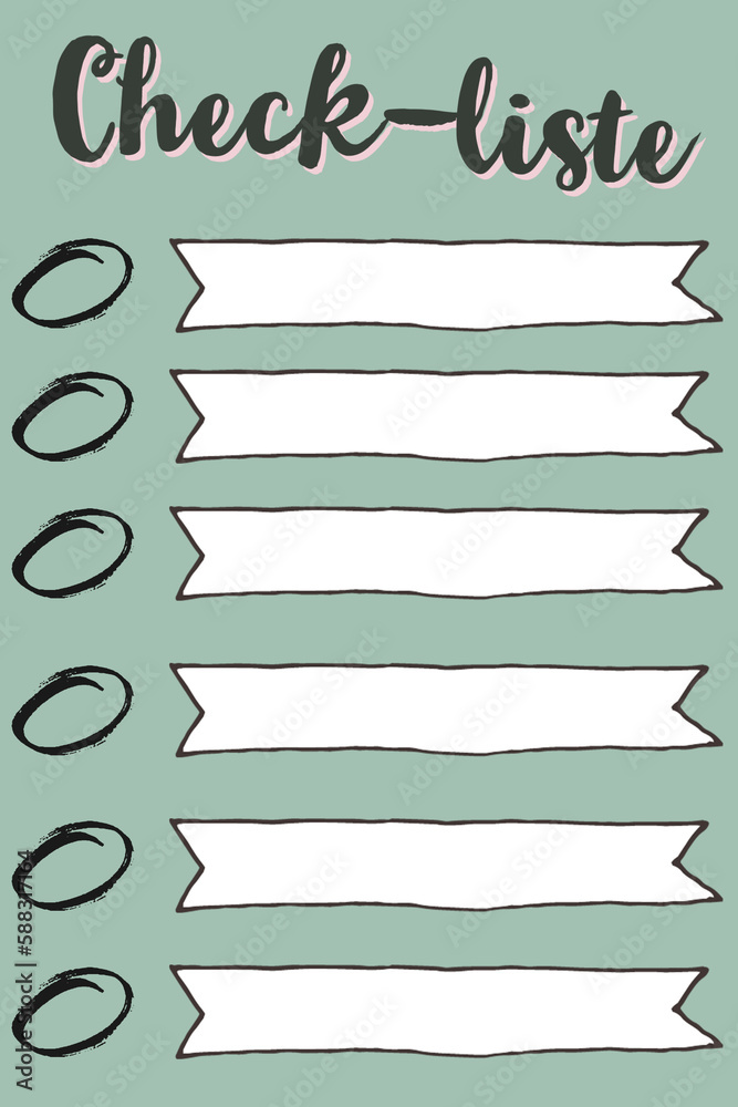 Checkliste / Check-liste / Check liste / To-do / Liste / Brainstorming ...