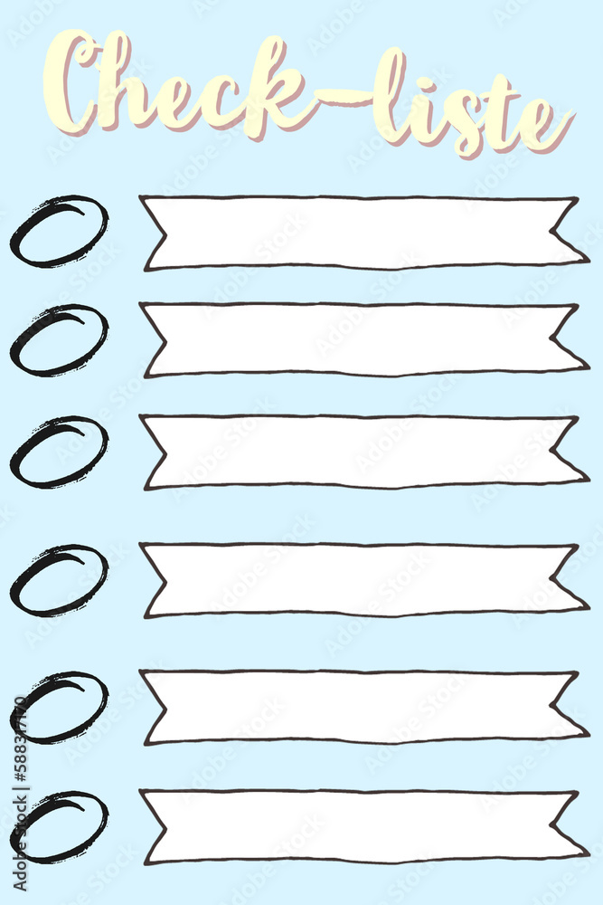 Checkliste / Check-liste / Check liste / To-do / Liste / Brainstorming ...