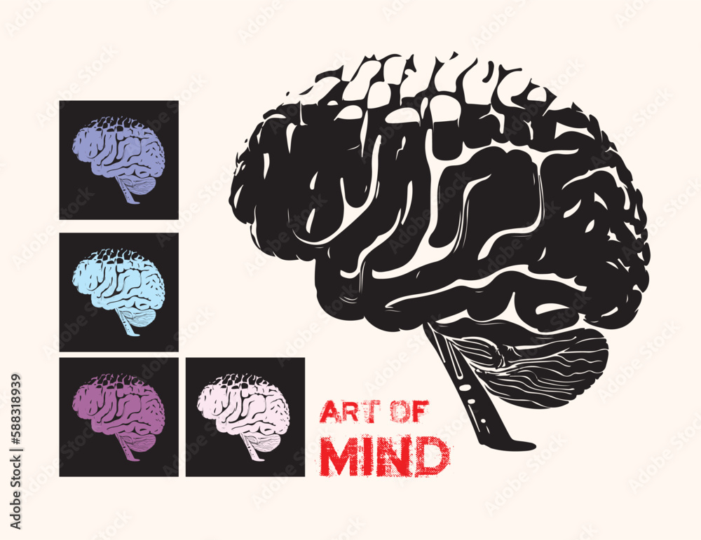 Exploring Brain Anatomy: Abstract Brain Silhouette Illustration for ...