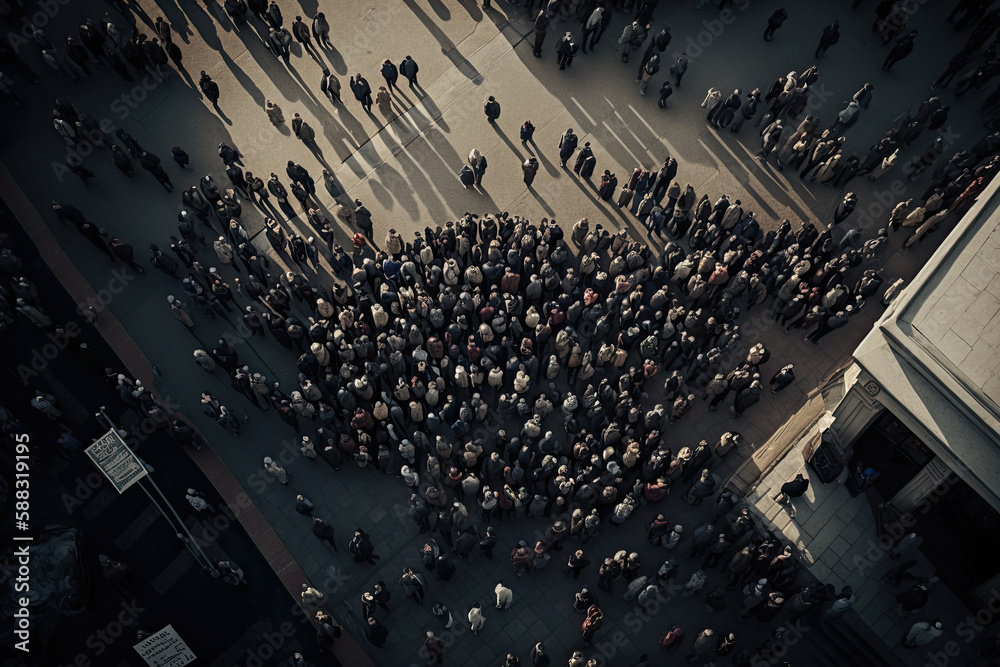 Protesting crowd at city street. Protesting people marching at city ...