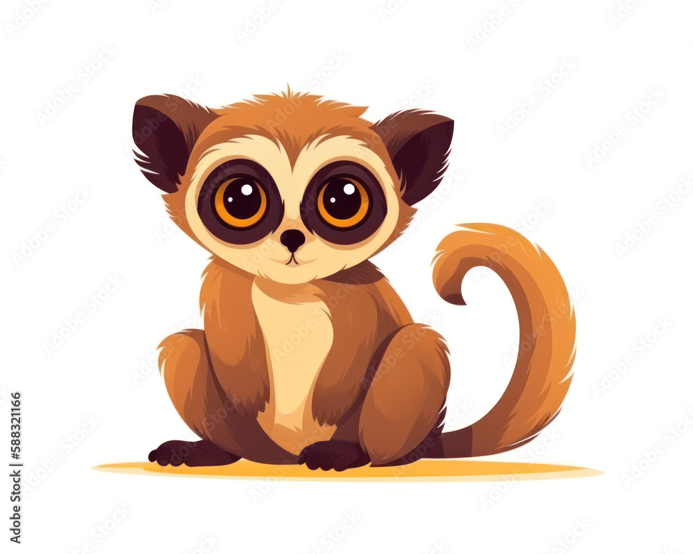 Cute cartoon lemur. Vector illustration isolated on white background ...