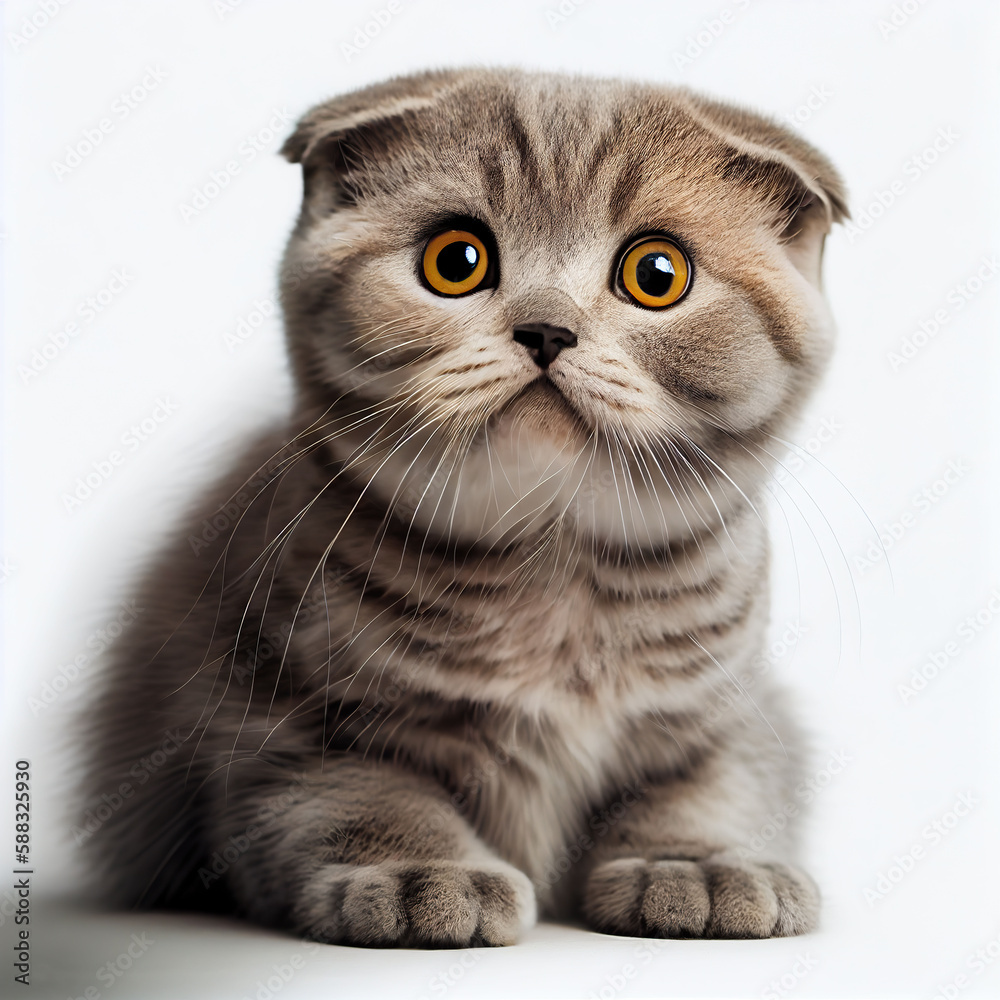Scottish fold cat. Generative AI. ilustração do Stock | Adobe Stock