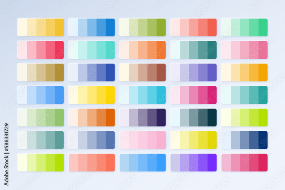 The palette shades of soft pastel colour sample combination collection ...