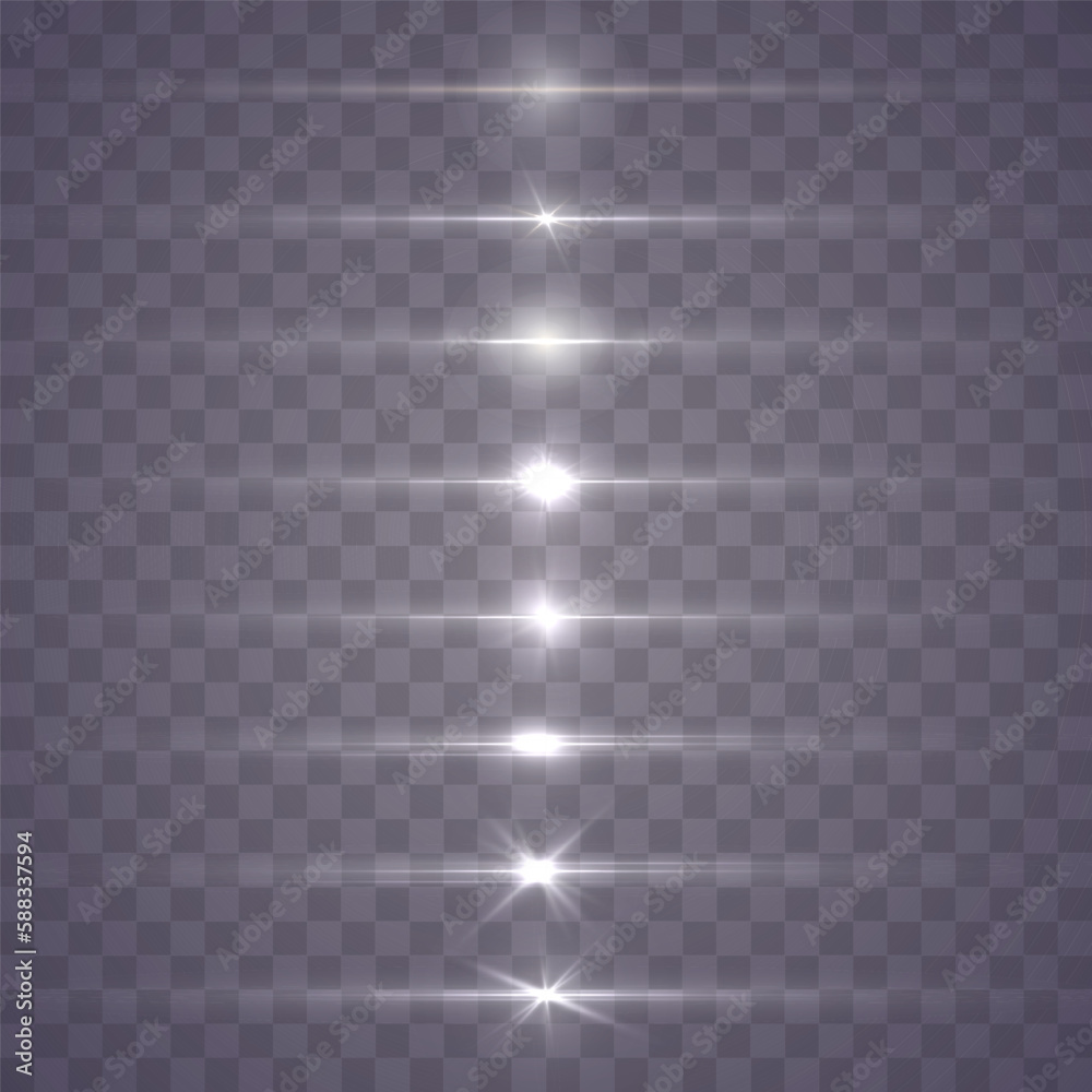 Light effect line streak. Yellow horizontal lens flares pack. Glowing ...