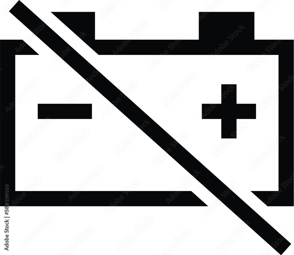 Battery disconnect sign icon. Graphical symbol modern, simple, vector ...