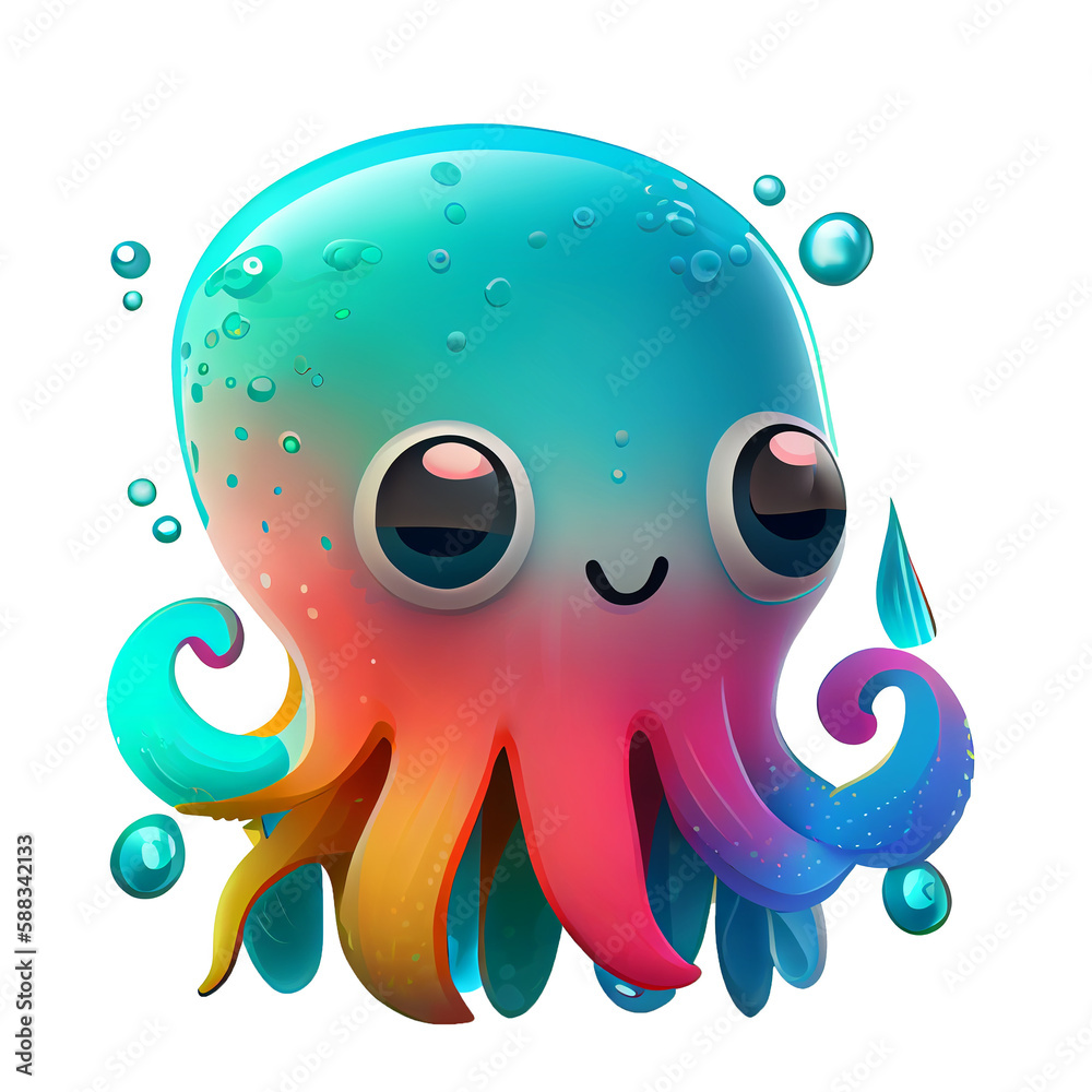 Colorful Squid clipart, Squid on transparent background, sublimation ...