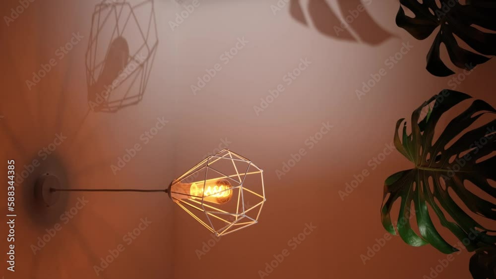 Chandelier with incandescent lamp switching off and on. Lamp with ... Chandelier with incandescent lamp switching off and on. Lamp with ...