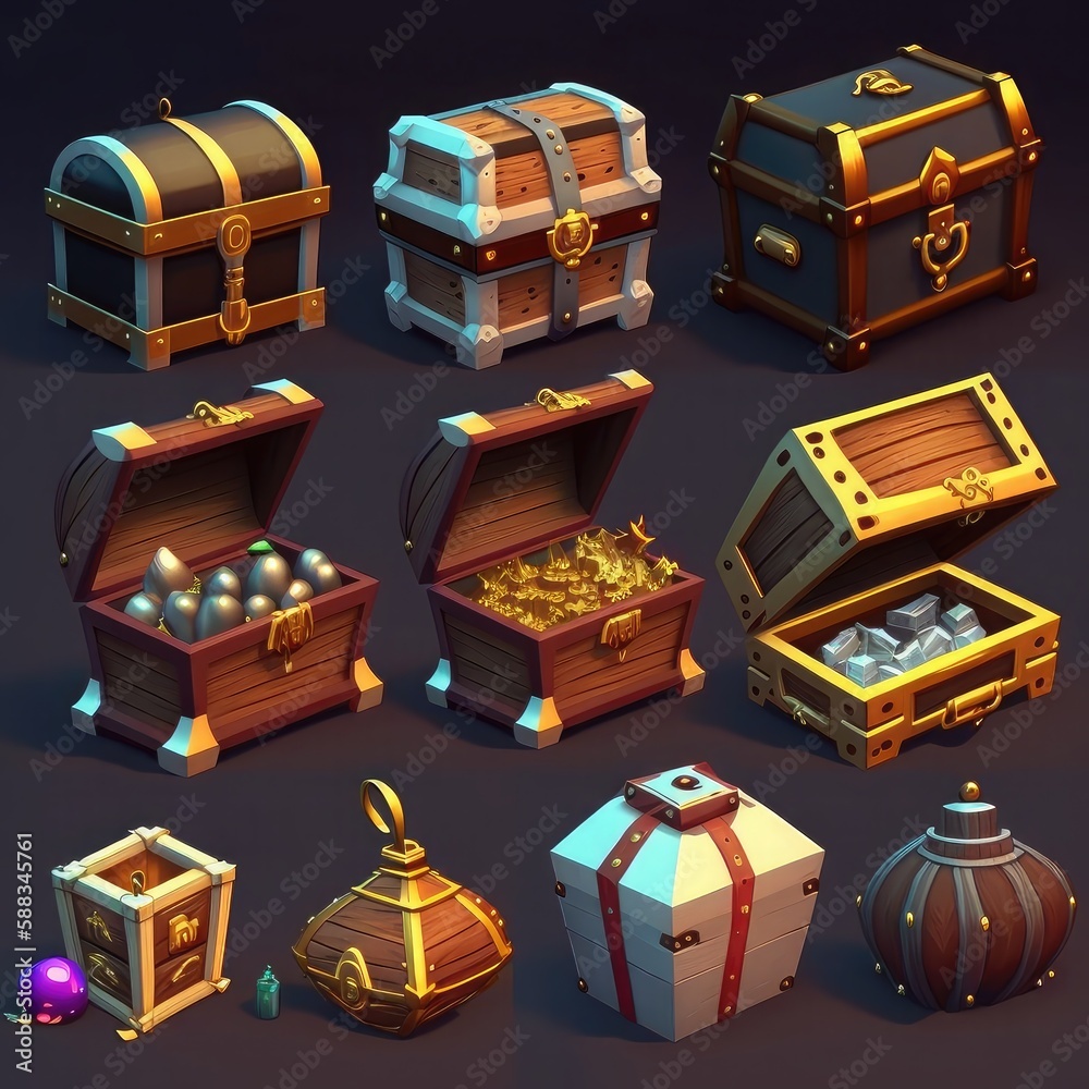 wood game treasure chest ai generated Stock Illustration | Adobe Stock
