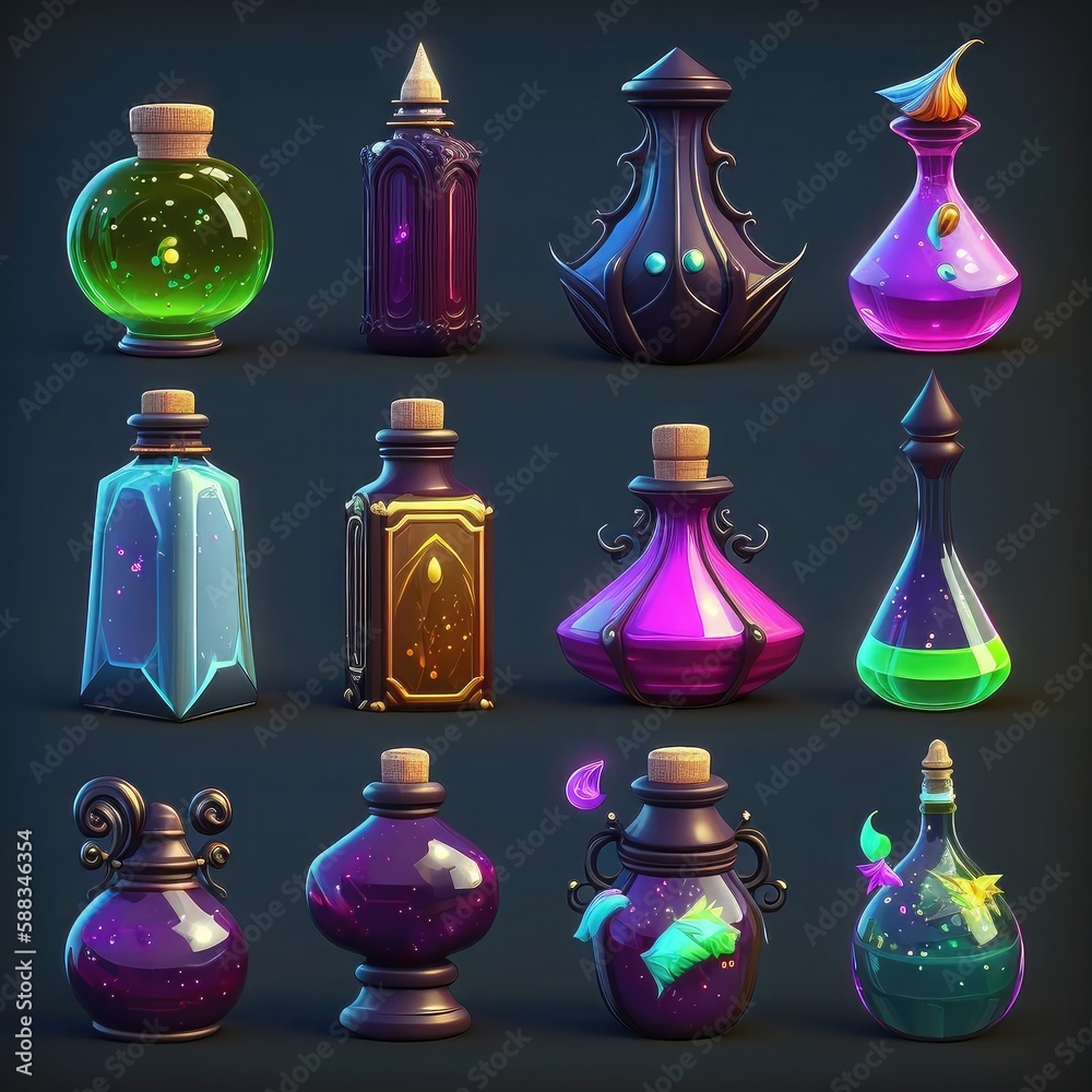 container potion bottle video game ai generated Stock Illustration ...
