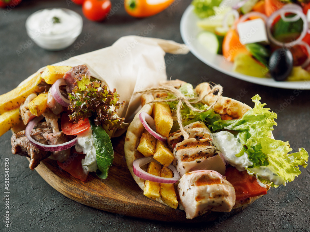 Greek fast food gyros Stock Photo | Adobe Stock