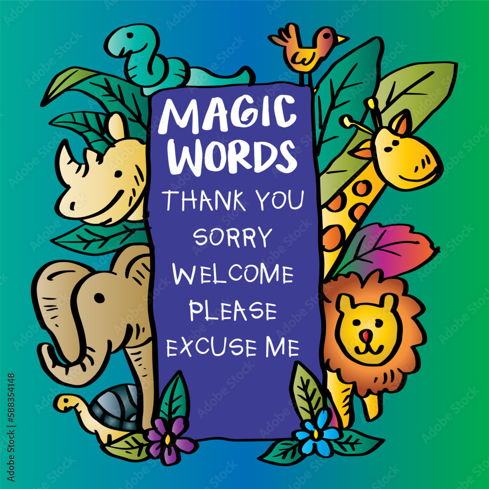 Magic words poster with cute cartoon animals. Educational Posters for ...