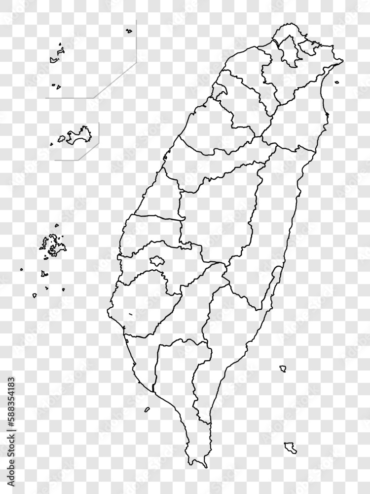 Blank map of Taiwan. High quality map Taiwan with provinces on ...