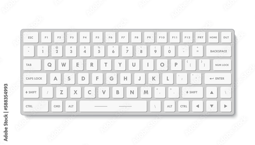 Photo & Art Print Realistic White Keyboard Isolated Vector Illustration ...