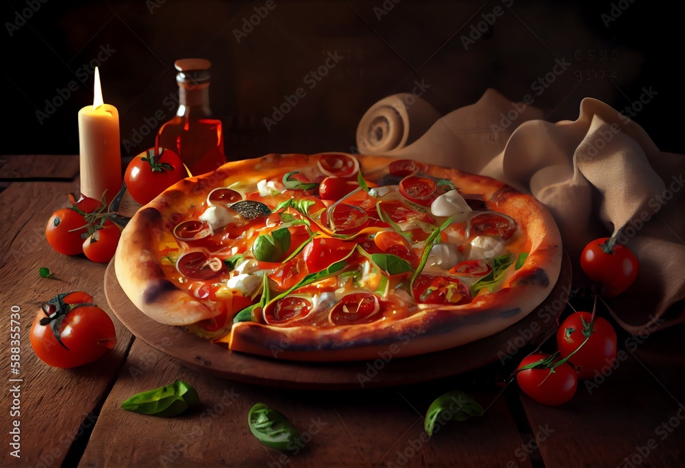 Mouth Watering Pizza with a Thin and Crispy Crust, Loaded with Fresh ...