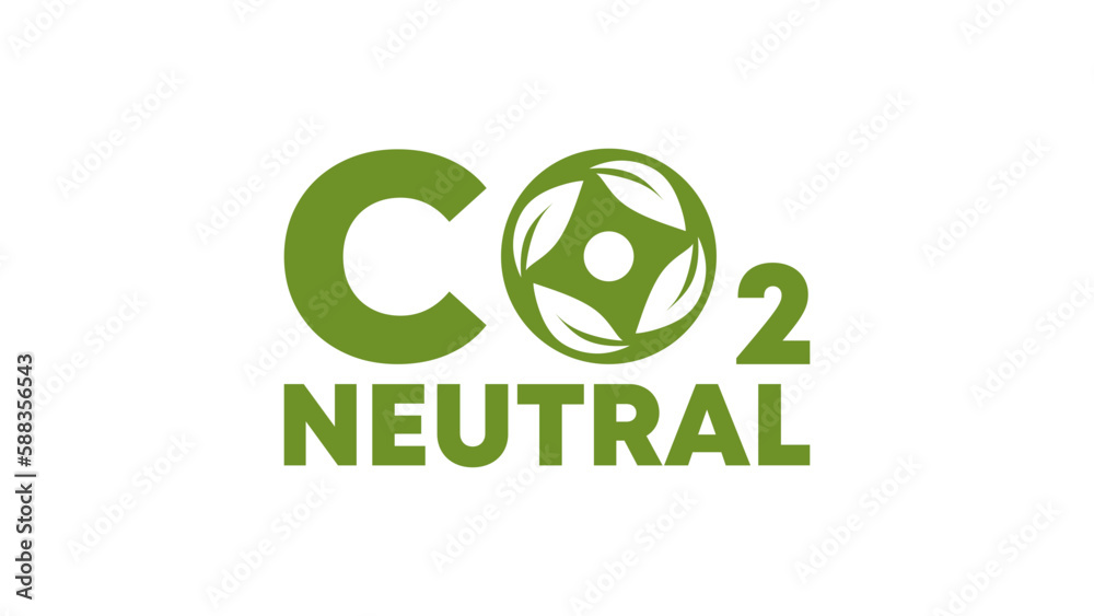 CO2 neutral vector, green stamp.Sustainable Atmosphere sign, Zero ...