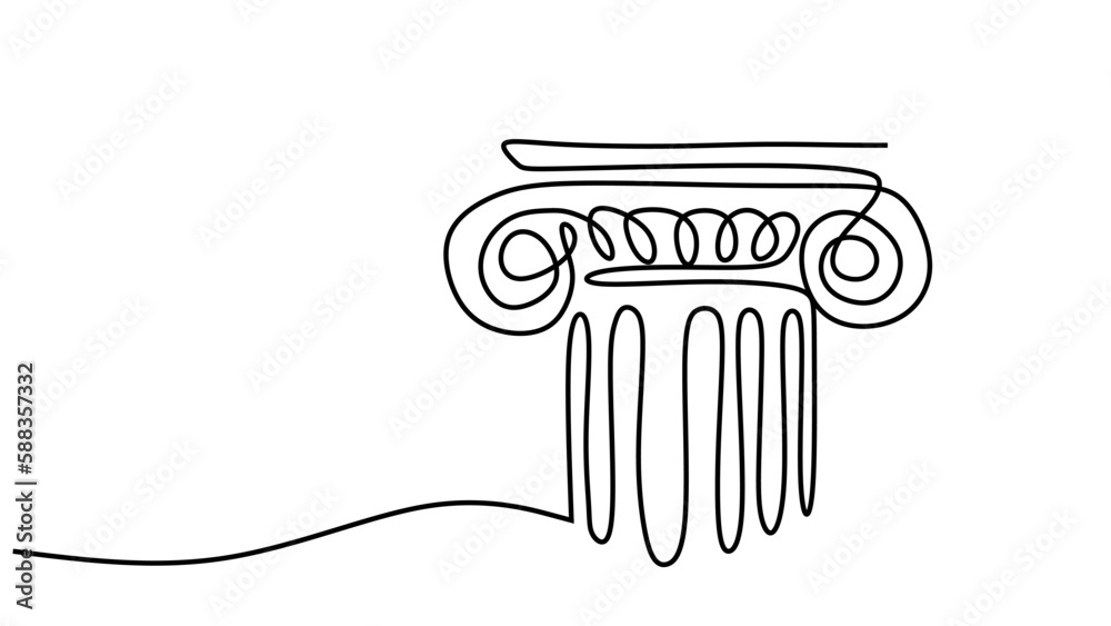 Greek column one continuous line drawing. Stock Vector | Adobe Stock
