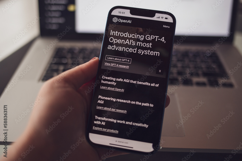 Athens, Greece - April 03, 2022: Webpage of ChatGPT, a prototype AI chatbot, is seen on the ...
