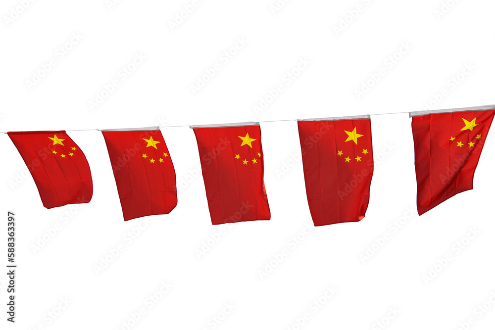 Garland of chinese flags, chinese banner isolated on transparent ...
