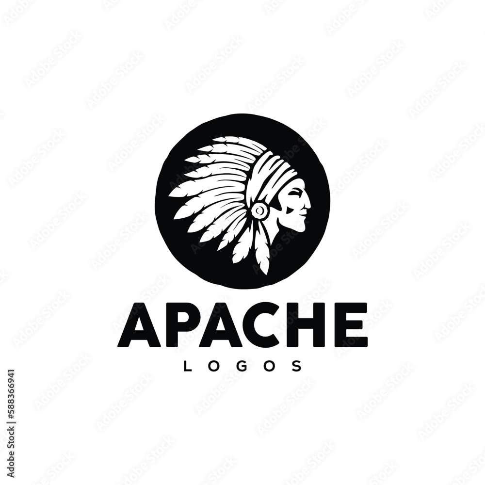 Apache indian chief logo design, American native Stock Vector | Adobe Stock