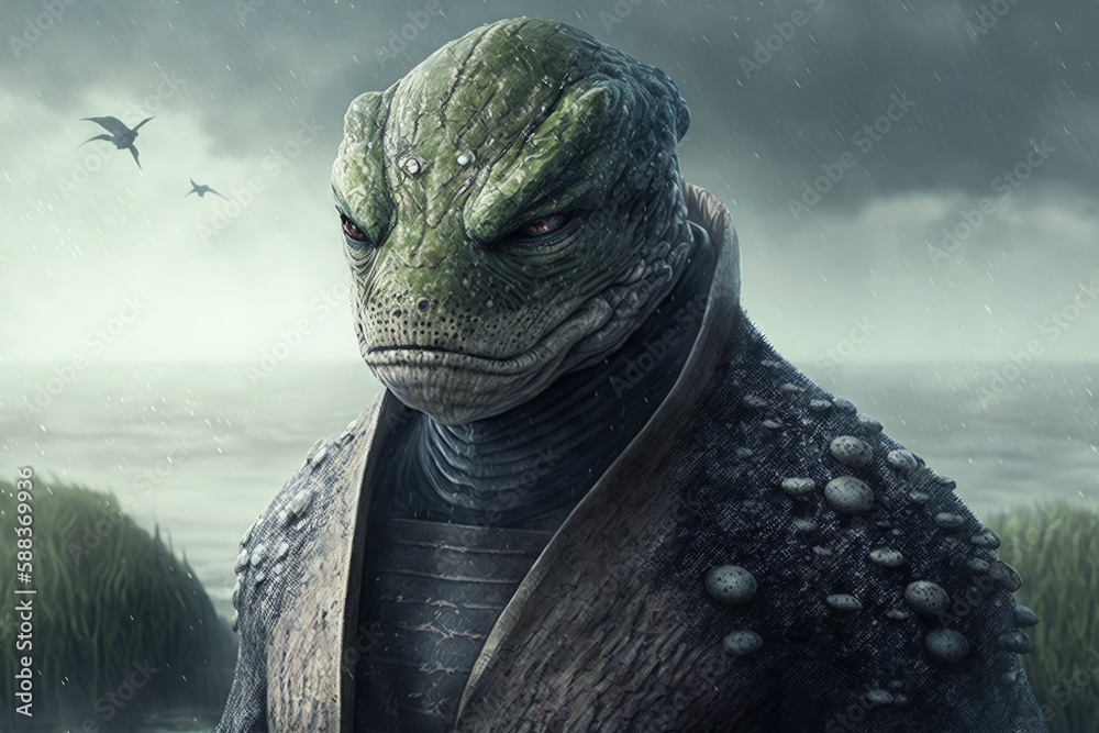 Fantasy humanoid lizard creature created with Generative AI Stock ...