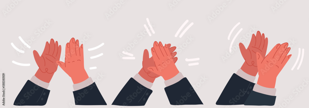 Vector illustration of Human hands clapping. People crowd applaud to ...