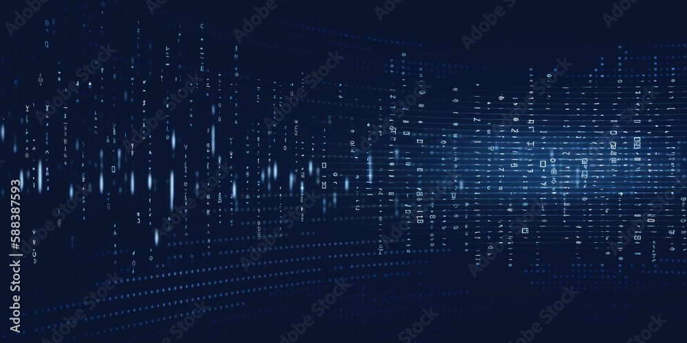 ASCII Art style Illustration of random symbols over blue background ...