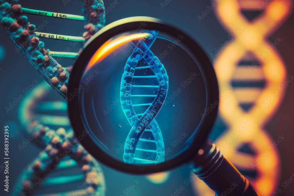 Viewing the magnified image of Human DNA helix in body liquid ...