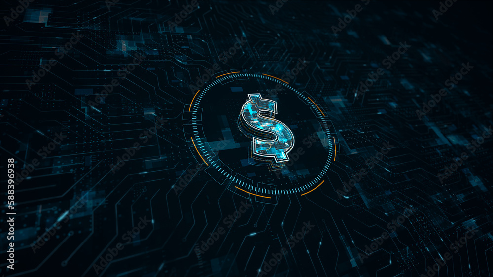Motion graphic of Blue digital money logo crypto currency concept and ...