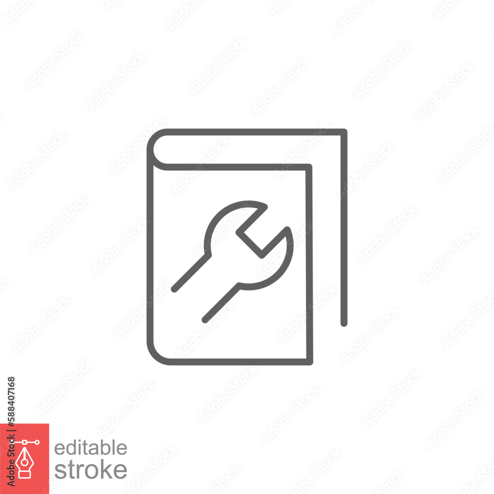 User manual book icon. Instruction, guide book, project technical ...
