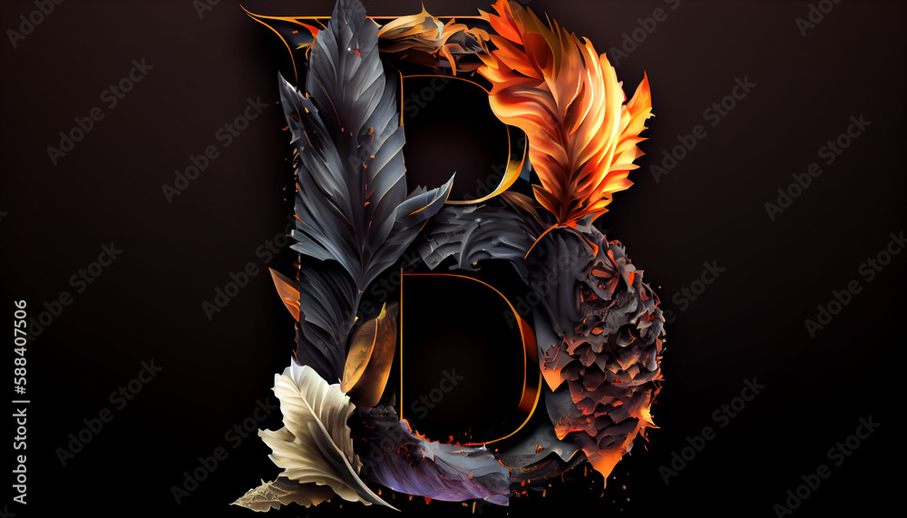 Capital letter B ateampunk alphabet in gold and black colour created ...