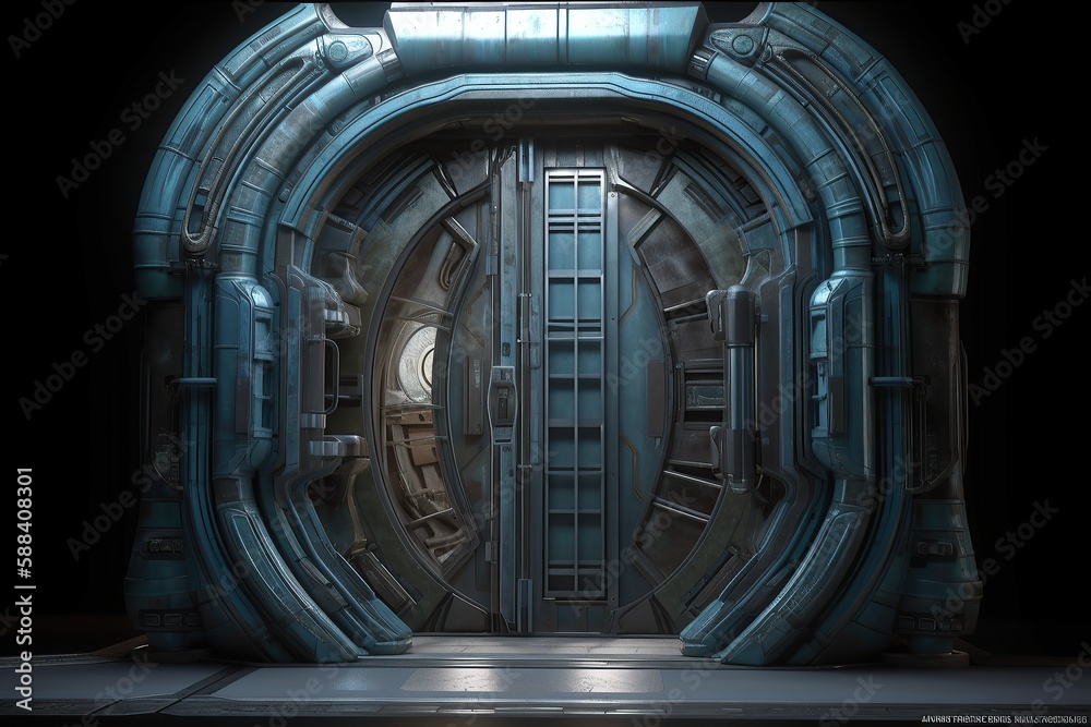Sci-Fi Door with keypad created by generative AI Stock Illustration ...