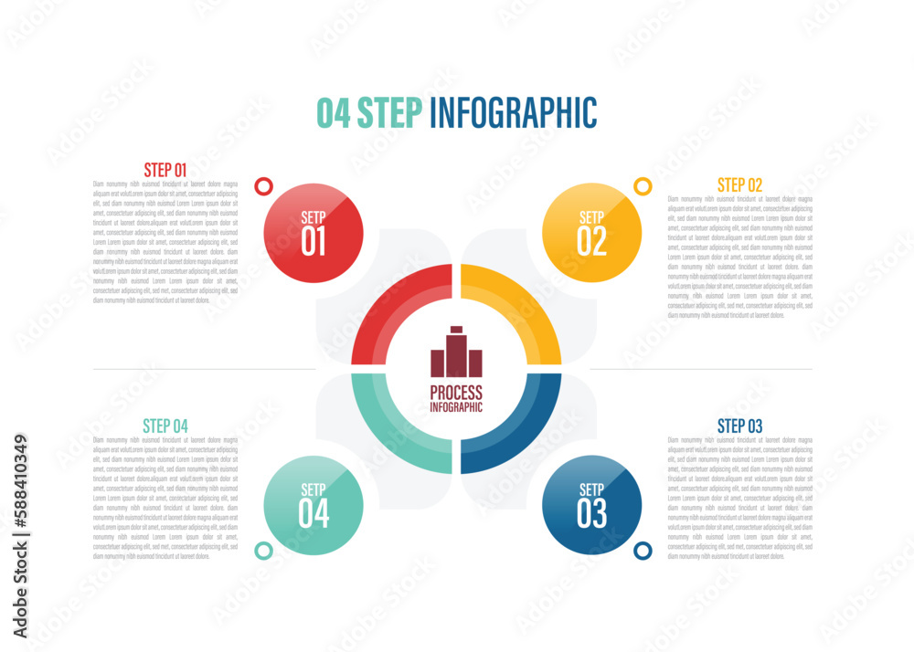 four step circle Pie charts for infographics. 4 step infographic ...