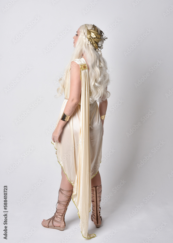 Full length portrait of beautiful blonde woman wearing a fantasy ...