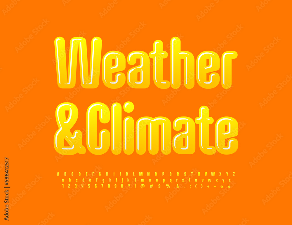 Vector creative banner Weather and Climate with Yellow gradient Font ...