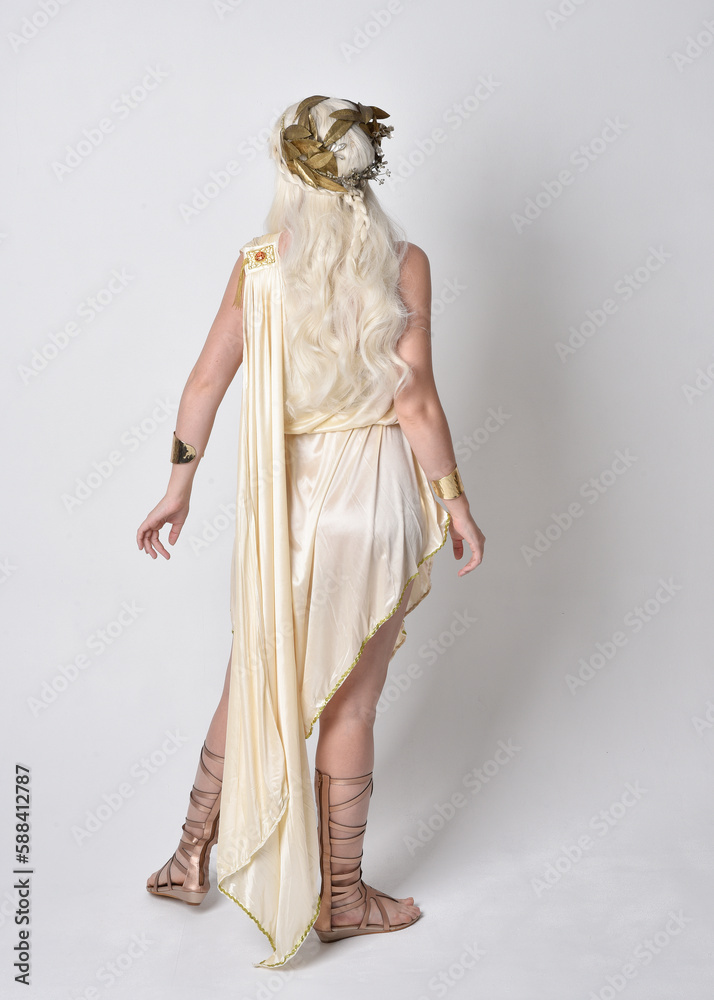 Full length portrait of beautiful blonde woman wearing a fantasy ...