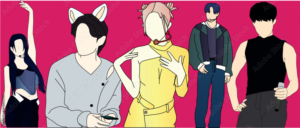 kpop idol star background image illustration. Korean idol star line art ...