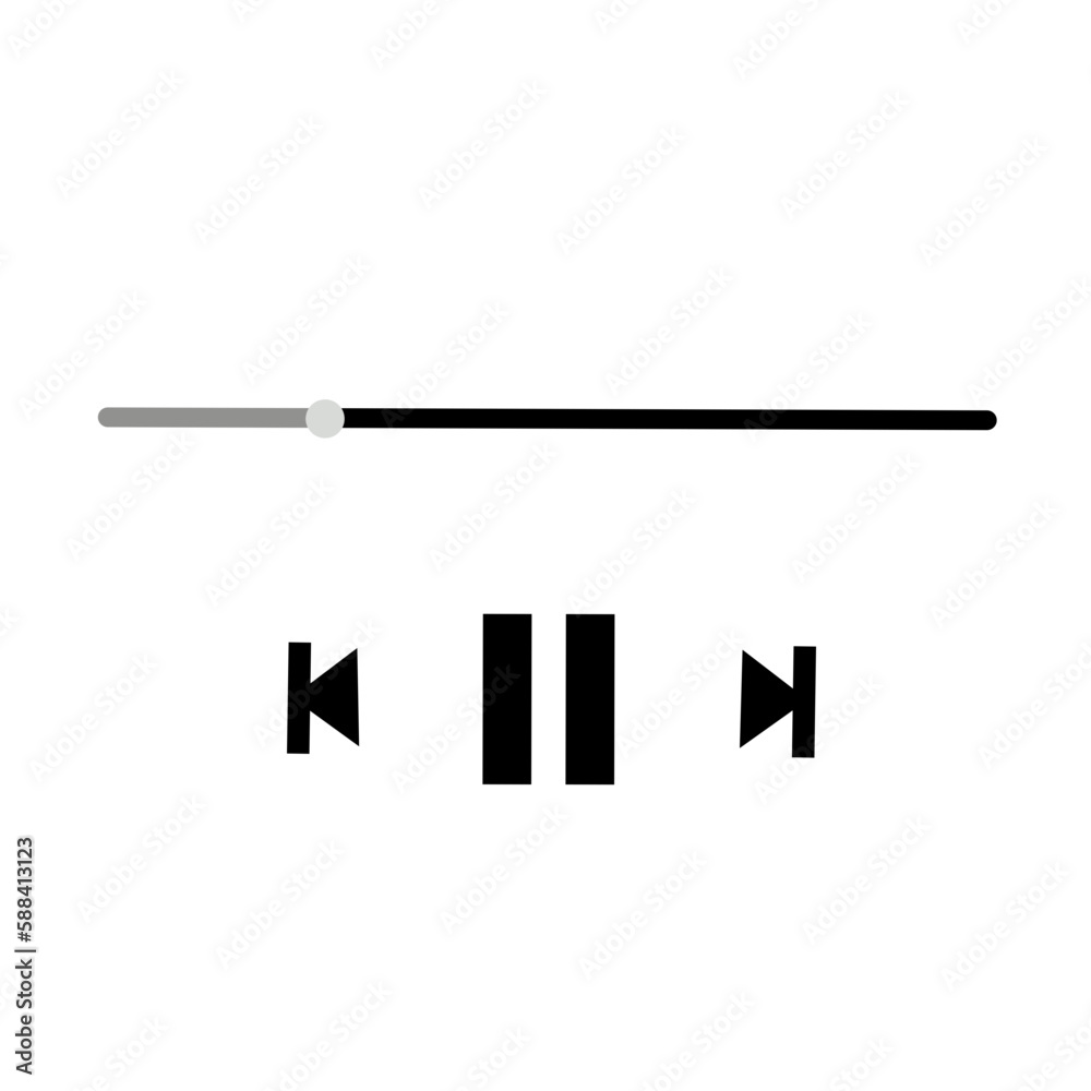 Music player icon. Video or audio player. Time slider with pause ...