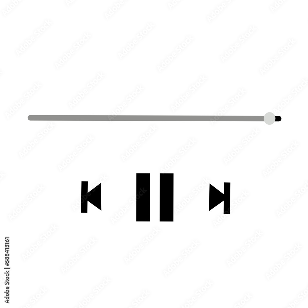 Music player icon. Video or audio player. Time slider with pause ...