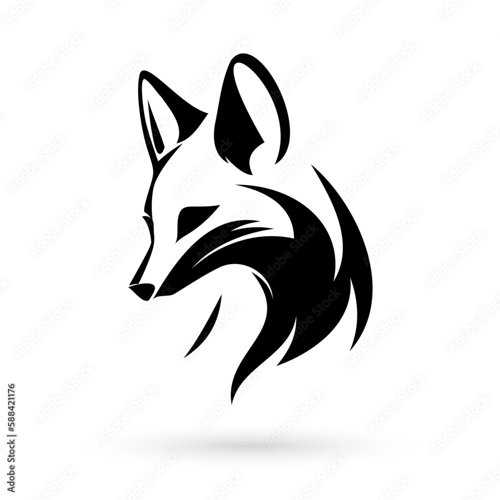 Illustrations of an Animal Emblem, a Fox Head Symbol Head Icon, Perfect ...