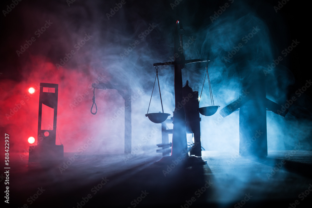 Execution concept. Death penalty electric chair miniature in selective ...