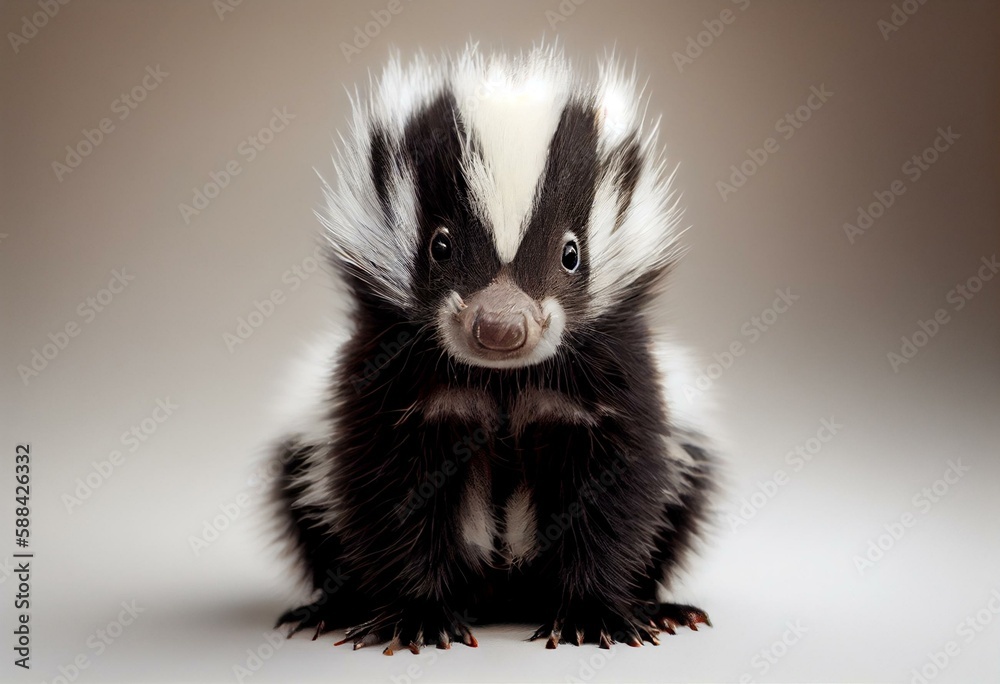 Adorable Baby Skunk with Mask Sitting on White Background in Unreal ...