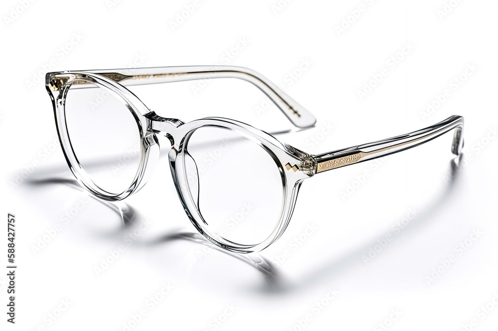 Pair of Transparent Acetate Eyeglasses Isolated on White Background ...