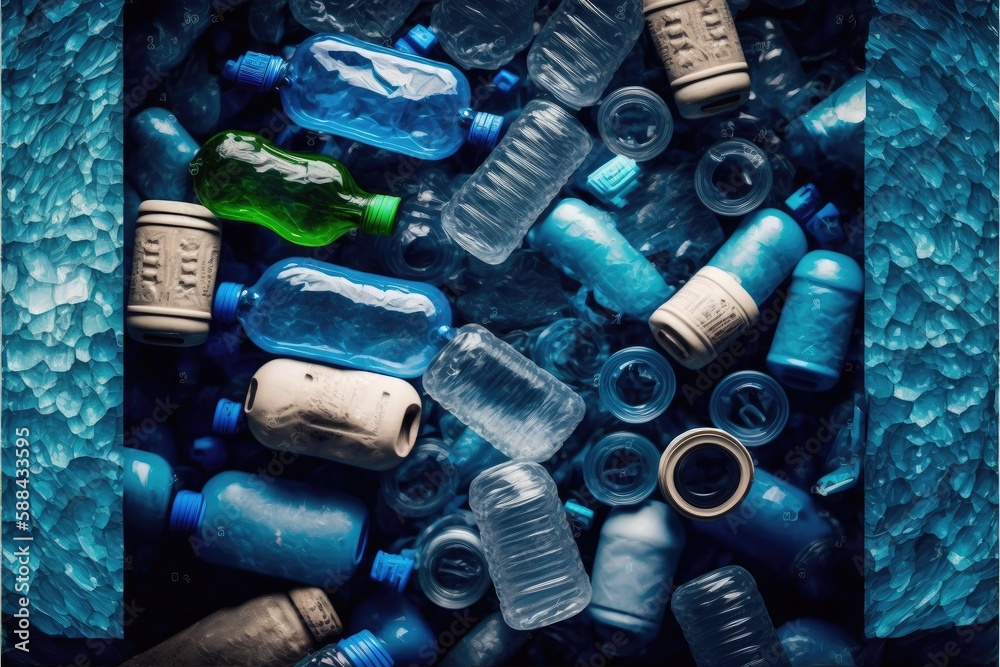 Concept of plastic recycle with blue bottle background. Inspiration of ...