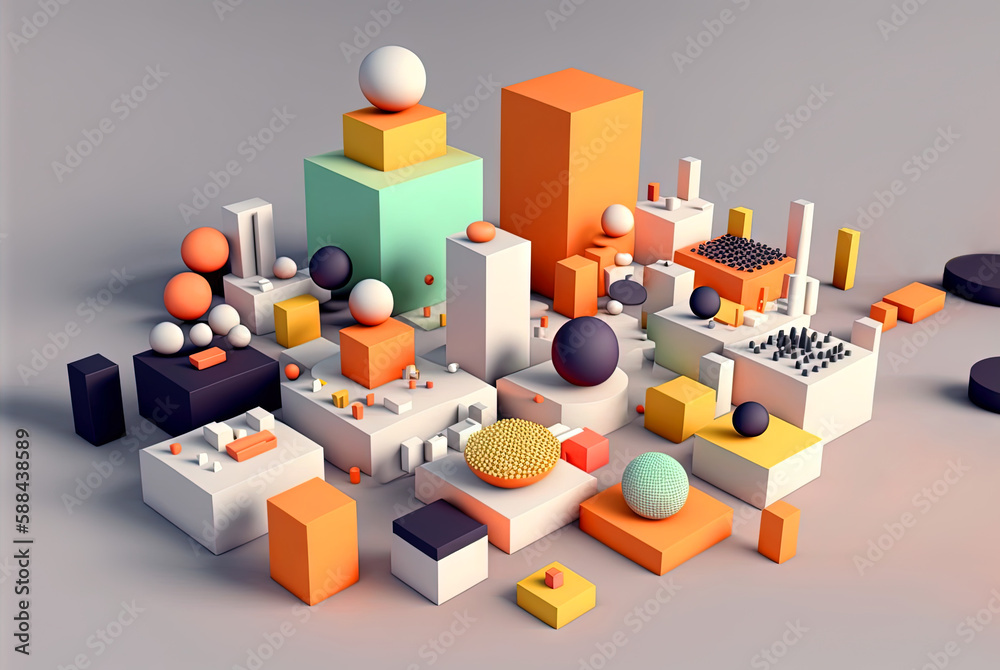 Data abstract concept with clusters, particles and objects collected ...