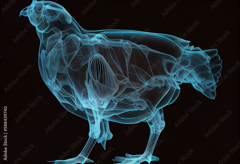 Chicken x-ray style. X-ray of Raw whole chicken. Creative Art abstract ...