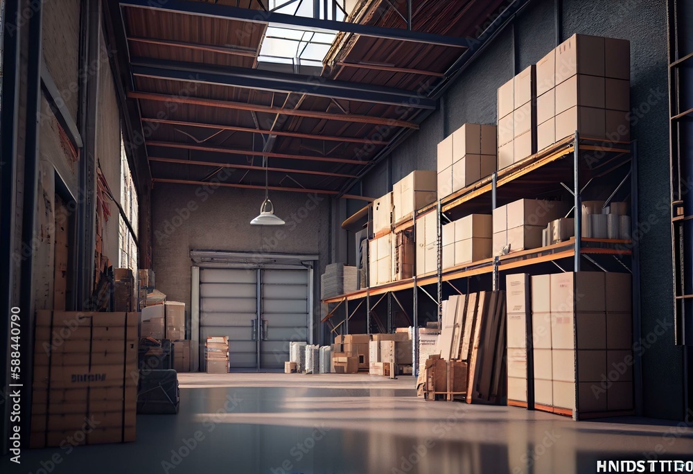 Warehouse or industry building interior. known as distribution center ...